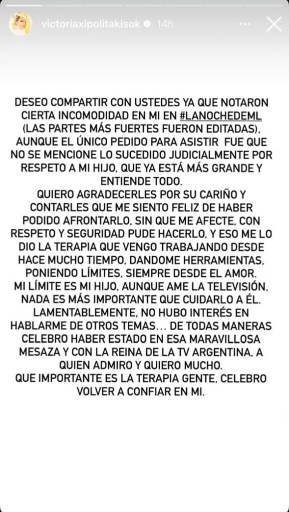 “No hubo interés en hablar de otros temas”: el fuerte comunicado de Vicky Xipolitakis tras su ...